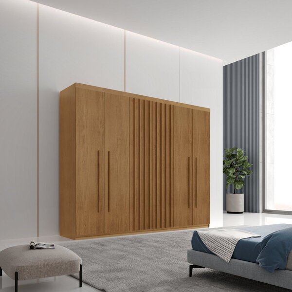 Guarda-roupa 6 Portas 2 Gavetas Mdf Logan Marrom/marrome Naturale ...