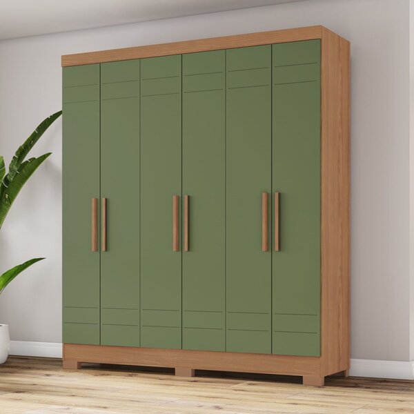 Guarda-roupa 6 Portas 3 Gavetas B369 Nature/verde Hp | Leroy Merlin