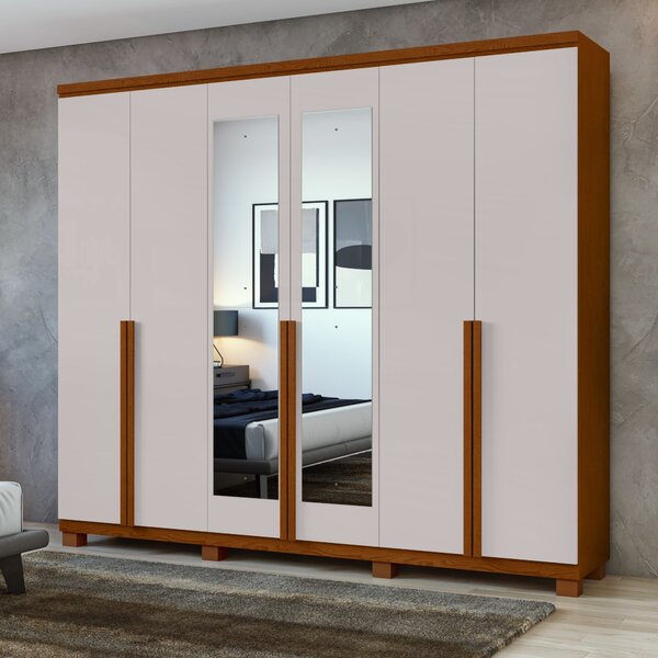 Guarda-roupa 6 Portas 4 Gavetas 100% Mdf Alonzo Com Espelho E Com Pés ...