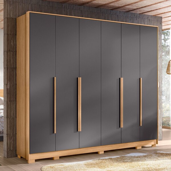 Guarda-roupa 6 Portas 6 Gavetas Fascínio Nature / Titanium | Leroy Merlin