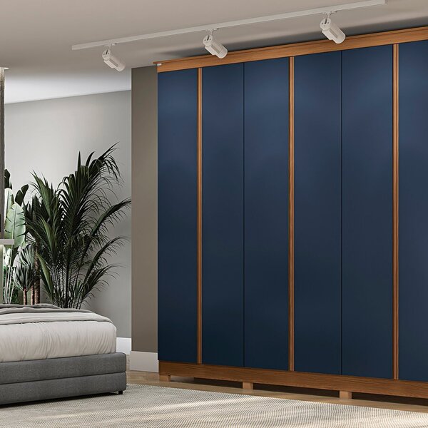 Guarda-roupa 6 Portas Com Pés Canela/azul | Leroy Merlin
