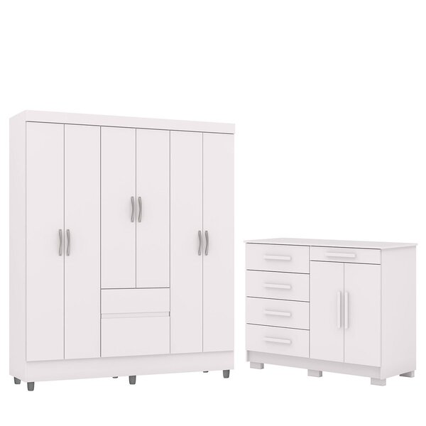 Guarda-roupa 6 Portas Ideval Com Cômoda Sapateira Sirios Branco | Leroy ...