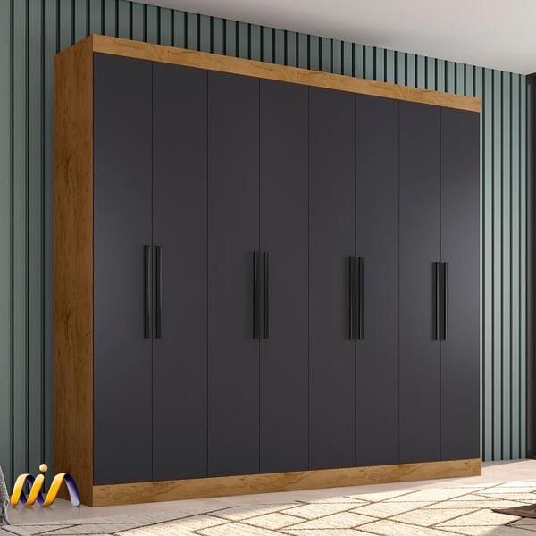 Guarda Roupa 8 Portas 4 Gavetas Freijó Carbono 168498 Araplac | Leroy ...