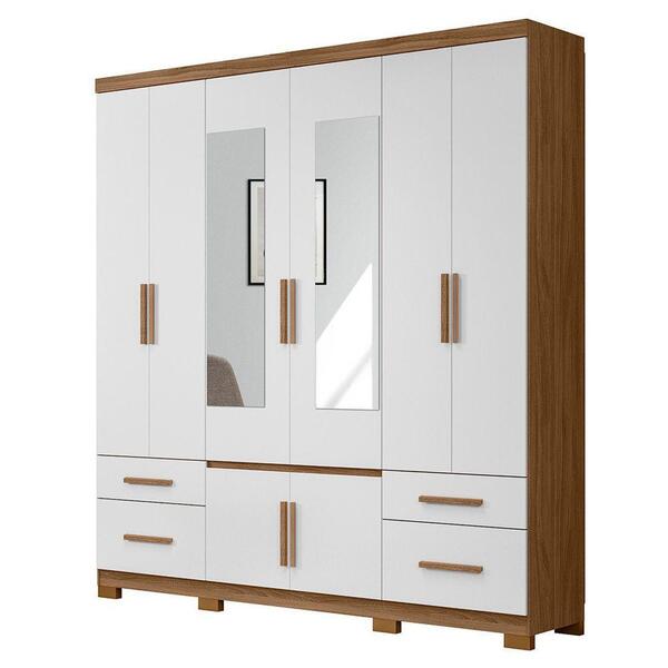 Guarda Roupa 8 Portas Com Espelho Naturale Branco 943026 | Leroy Merlin