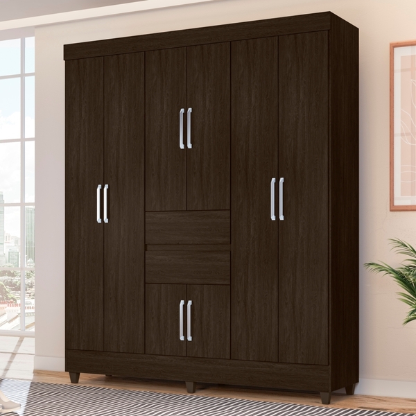 Guarda Roupa 8 Portas Jena Ébano | Leroy Merlin