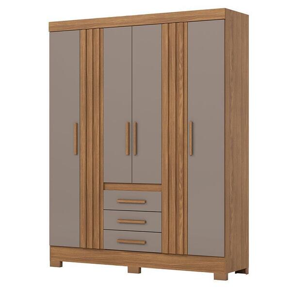 Guarda Roupa Alex 4 Portas 3 Gavetas Com Pés B375 Nature Avelã - Henn ...