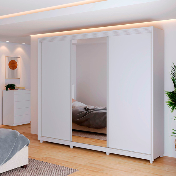 Guarda-roupa Casal 100% Mdf Com Espelho 03 Portas Deslizantes E 06 ...