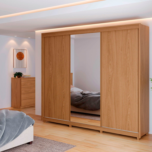 Guarda-roupa Casal 100% Mdf Com Espelho 03 Portas Deslizantes E 06 ...