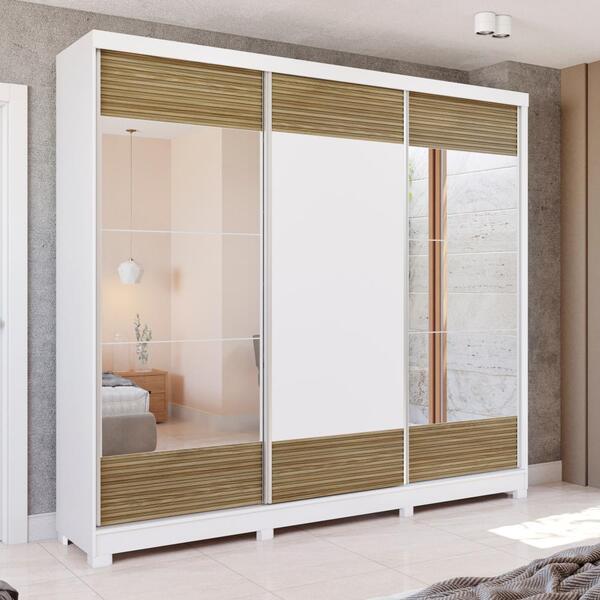 Guarda-roupa Casal 100% Mdf Kappesberg C/pés E 6 Espelhos 3 Portas De ...