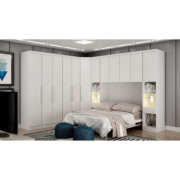 Guarda Roupa Casal 12 Portas 8 Gavetas Com Ponte Aérea E 2 Mesas De ...