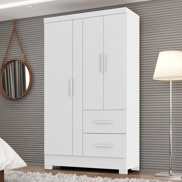 Guarda Roupa Casal 3 Portas 2 Gavetas New Primordial Branco Absoluto ...