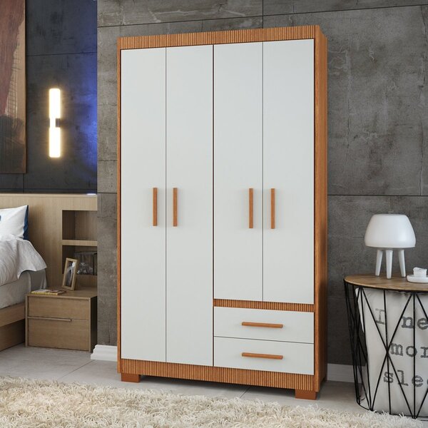 Guarda Roupa Casal 4 Portas 2 Gavetas Primacy Freijó Wood/off-white ...