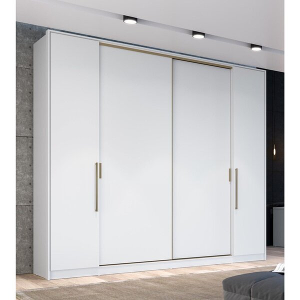 Guarda Roupa Casal 4 Portas 4 Gavetas Amsterdã Branco Branco | Leroy Merlin