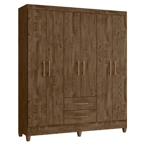 Guarda Roupa Casal 6 Portas 2 Gavetas 153cm Paraná Z17 Castanho Wood ...