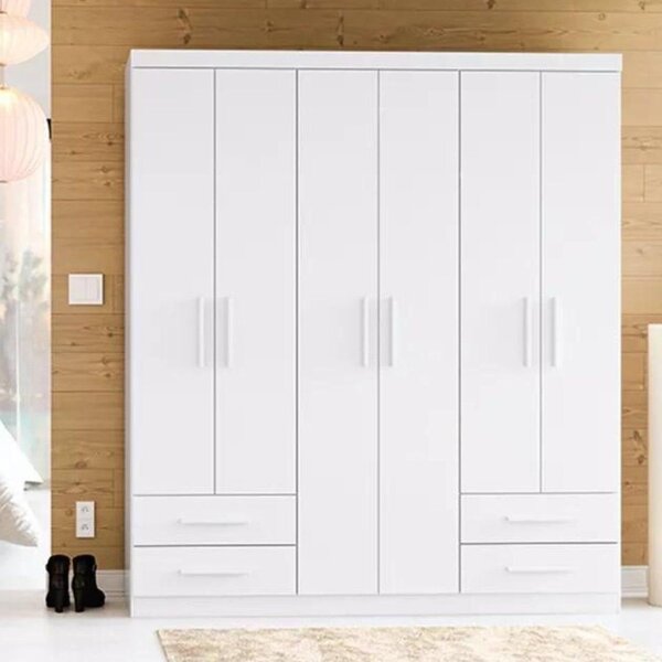 Guarda-roupa Casal 6 Portas 4 Gavetas Advantage Branco Branco | Leroy ...