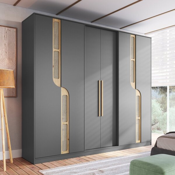 Guarda Roupa Casal 6 Portas 4 Gavetas Apolo Grafite | Leroy Merlin