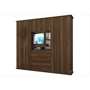 Guarda Roupa Casal 6 Portas 4 Gavetas Com Painel De Tv Compass Cedro ...