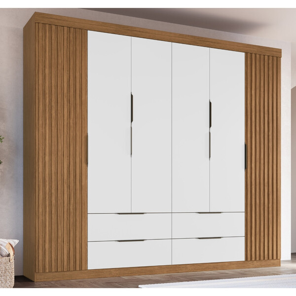 Guarda Roupa Casal 6 Portas 4 Gavetas Ripado Vegas Faimec | Leroy Merlin