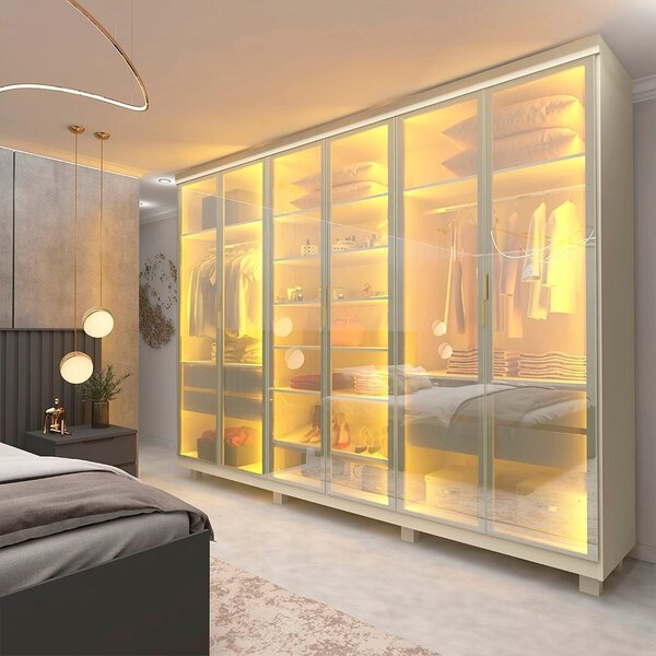 Guarda-roupa Casal 6 Portas, Com 6 Portas Reflecta Com Pés Com Led ...