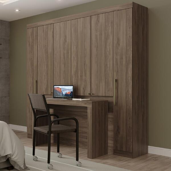 Guarda Roupa Casal 6 Portas Com Escrivaninha Vega Legno Com ...