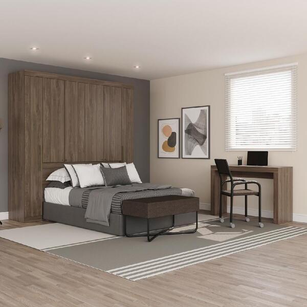 Guarda Roupa Casal 6 Portas Com Escrivaninha Vega Madeirado | Leroy Merlin