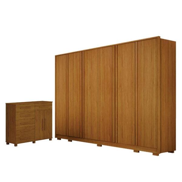 Guarda Roupa Casal Ares 6 Portas Cinamomo Com Cômoda São Paulo 6 ...