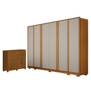 Guarda Roupa Casal Ares 6 Portas Cinamomo Off-white Com Cômoda São ...