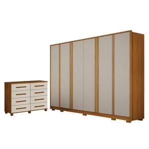 Guarda Roupa Casal Ares 6 Portas Cinamomo Off-white Com Cômoda San ...