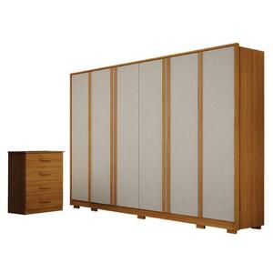 Guarda Roupa Casal Ares 6 Portas Cinamomo Off-white Com Cômoda Rubi 4 ...