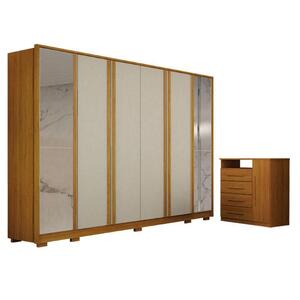 Guarda Roupa Casal Ares 6 Portas Com Espelho Cinamomo Off-white Com ...