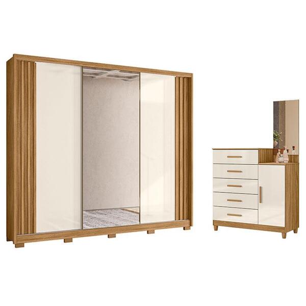 Guarda Roupa Casal Arizona E Cômoda Lisboa Freijó Off White - Moval ...