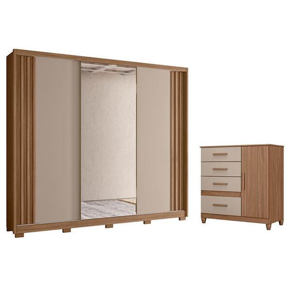 Guarda Roupa Casal Arizona E Cômoda Vênus Carvalho Fendi Com Pés ...