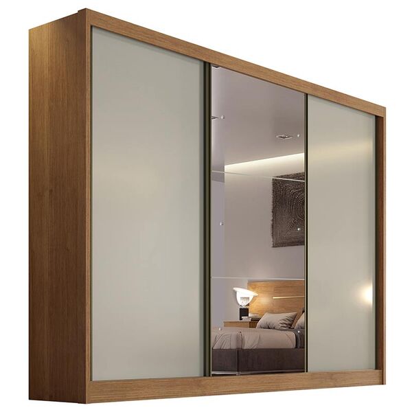 Guarda-roupa Casal 100% Mdf 3 Portas Correr Com Espelho 6 Gavetas Natus ...