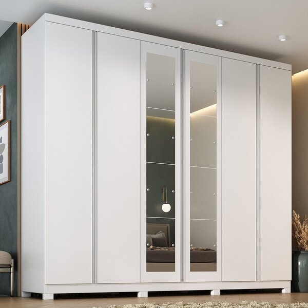 Guarda-roupa Casal Com Espelho Monte Carlo Yescasa Branco | Leroy Merlin