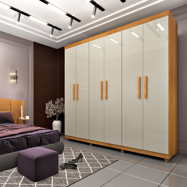 Guarda Roupa Casal Com Pés 6 Portas 3 Gavetas 219cm Olimpo Montagem ...