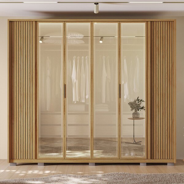 Guarda Roupa Casal Com Vidro Reflecta 6 Portas 6 Gavetas Suburban Gold ...