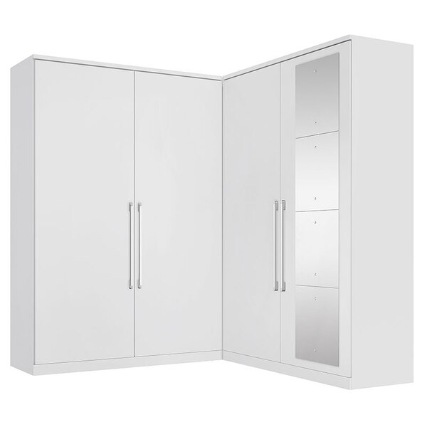 Guarda-roupa Casal De Canto Com Espelho Viena 4 Pt 4 Gv Branco | Leroy ...