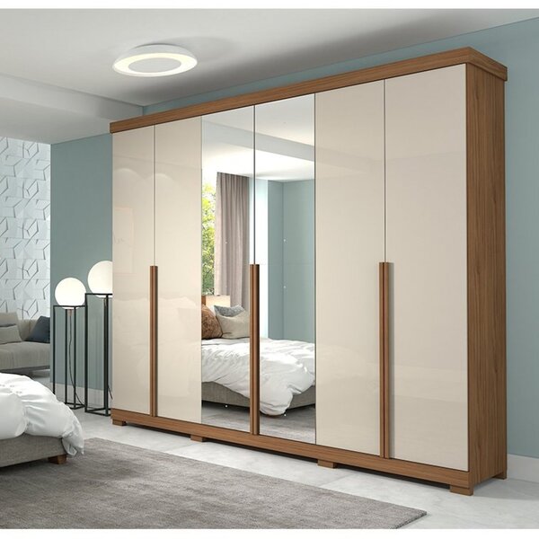 Guarda Roupa Casal Em Mdf 6 Portas Com Espelhos E Pés Guarapari Panan ...