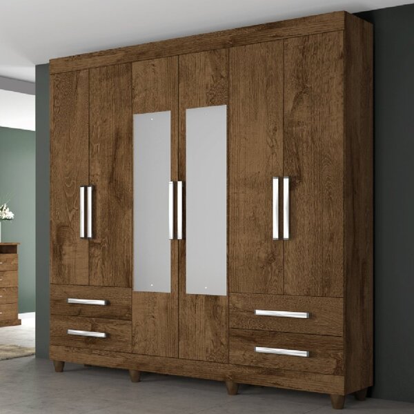 Guarda Roupa Casal Espelhado Com Pés 6 Portas 4 Gavetas Nice Made Marcs ...