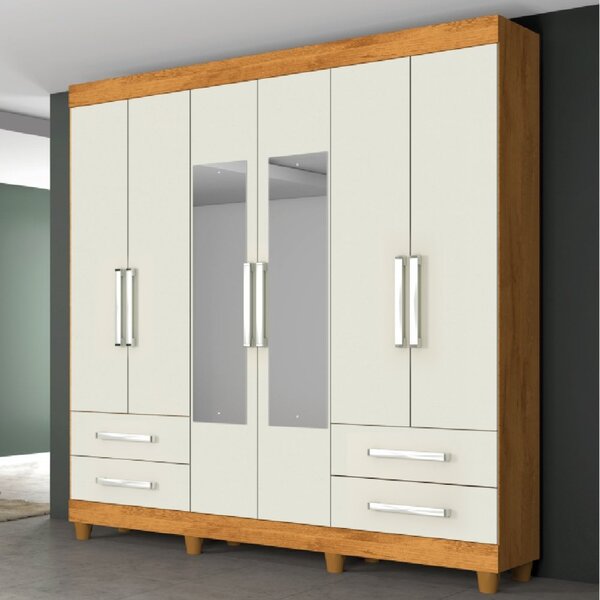 Guarda Roupa Casal Espelhado Com Pés 6 Portas 4 Gavetas Nice Made Marcs ...