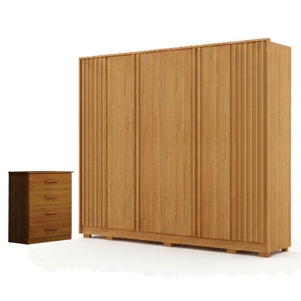 Guarda Roupa Casal Evo 6 Portas Cinamomo Com Cômoda Rubi 4 Gavetas ...