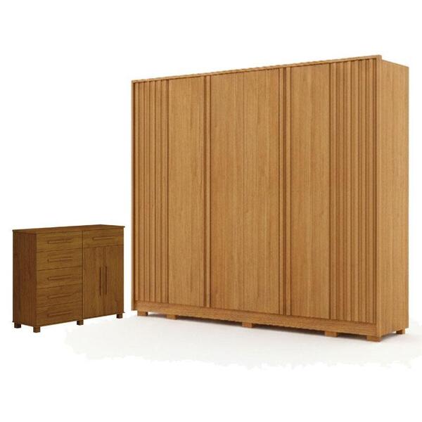 Guarda Roupa Casal Evo 6 Portas Cinamomo Com Cômoda São Paulo 6 Gavetas ...
