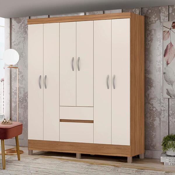 Guarda Roupa Casal Grande Amendola Touch Off White Hugo Shop Jm | Leroy ...