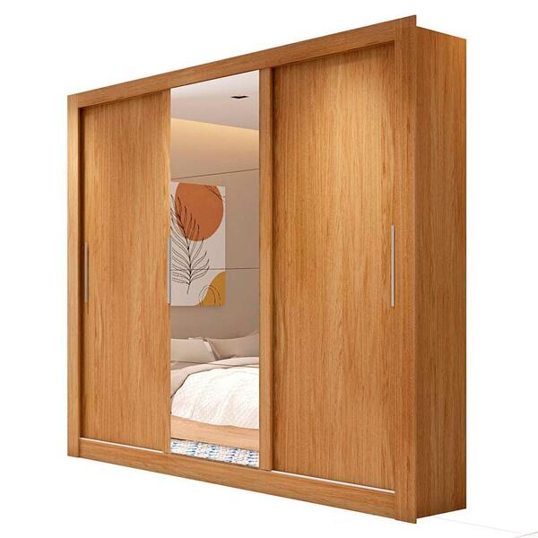 Guarda Roupa Casal Grande Com Espelho 3 Portas Marrom Glass | Leroy Merlin