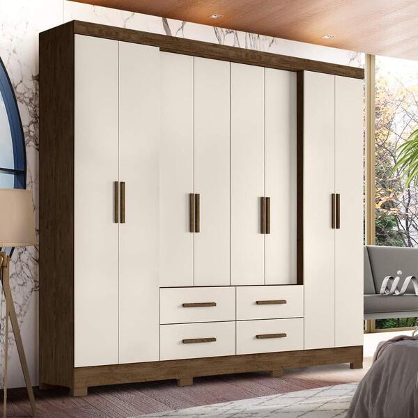 Guarda Roupa Casal Grande San Lorenzo Plus Castanho Wood Baunilha Moval ...