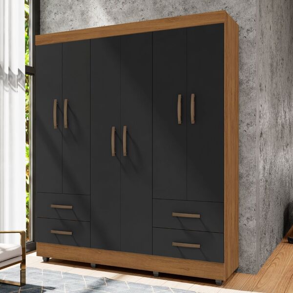 Guarda Roupa Casal Honduras 6 Portas Freijó Preto | Leroy Merlin