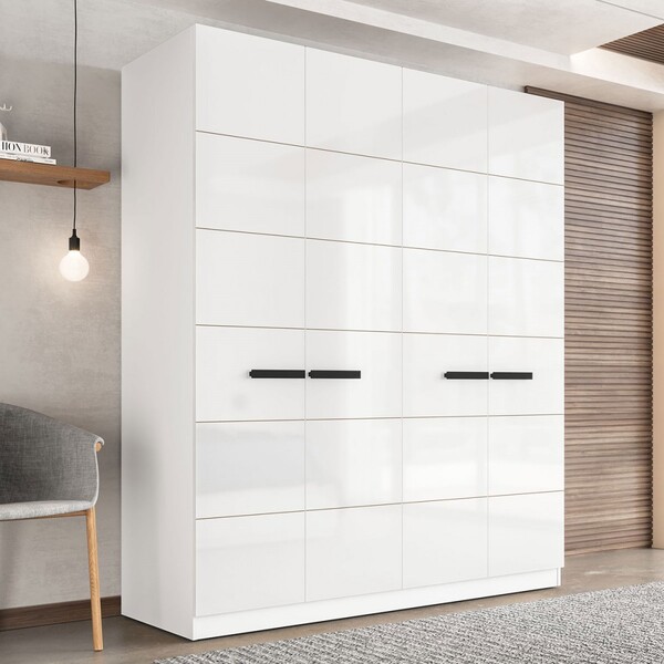 Guarda-roupa Casal Lisboa 4 Portas 4 Gavetas Branco - Politorno | Leroy ...