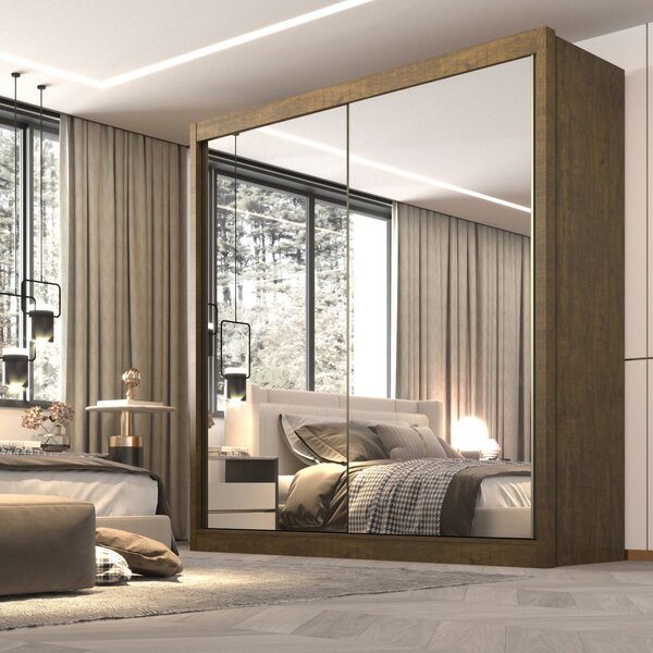 Guarda Roupa Casal Mdf 2 Portas Com Espelho 6 Gavetas California Ypê ...