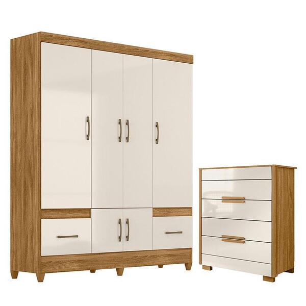 Guarda Roupa Casal Ms912 E Cômoda Dhara Freijó Off White – Moval ...