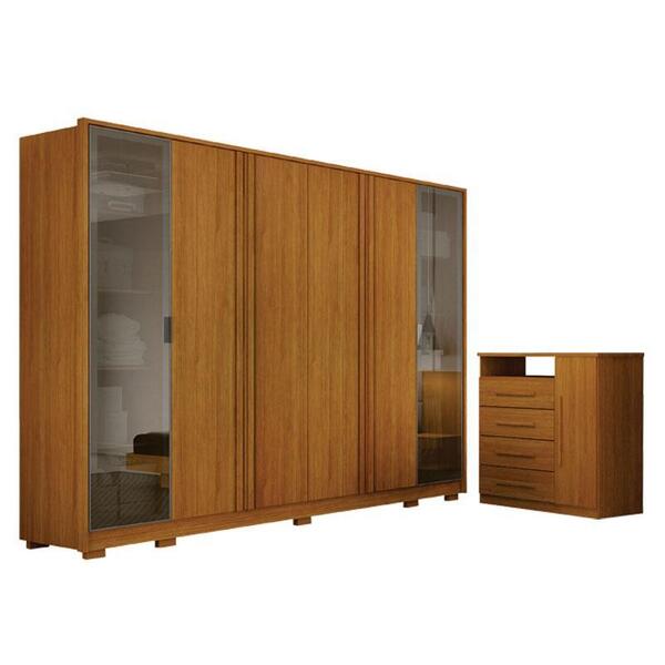 Guarda Roupa Casal Prime 6 Portas Com Cômoda Diamante 4 Gavetas 1 Porta ...